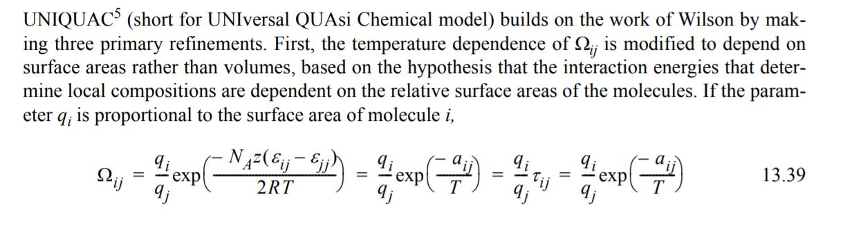 13.4 The UNIFAC and UNIQUAC equations use surface | Chegg.com