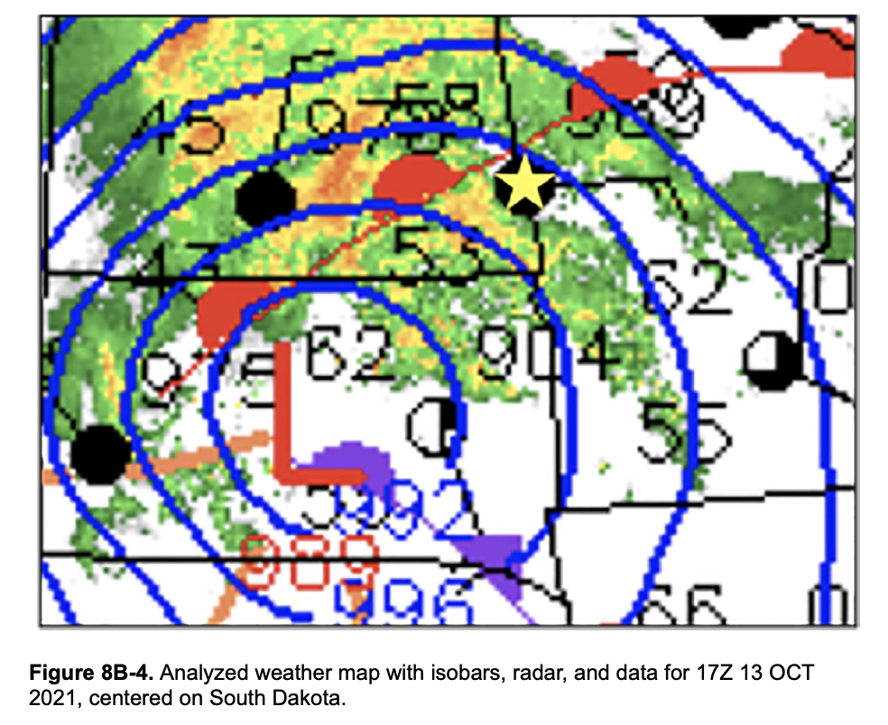 Solved Figure 8B-3. Analyzed weather map with isobars, radar | Chegg.com