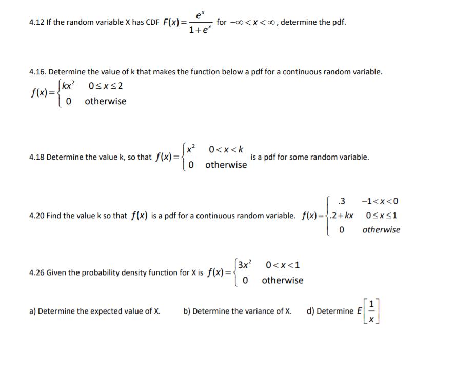 Solved e2 for -oxo0, determine the pdf 4.12 If the random | Chegg.com