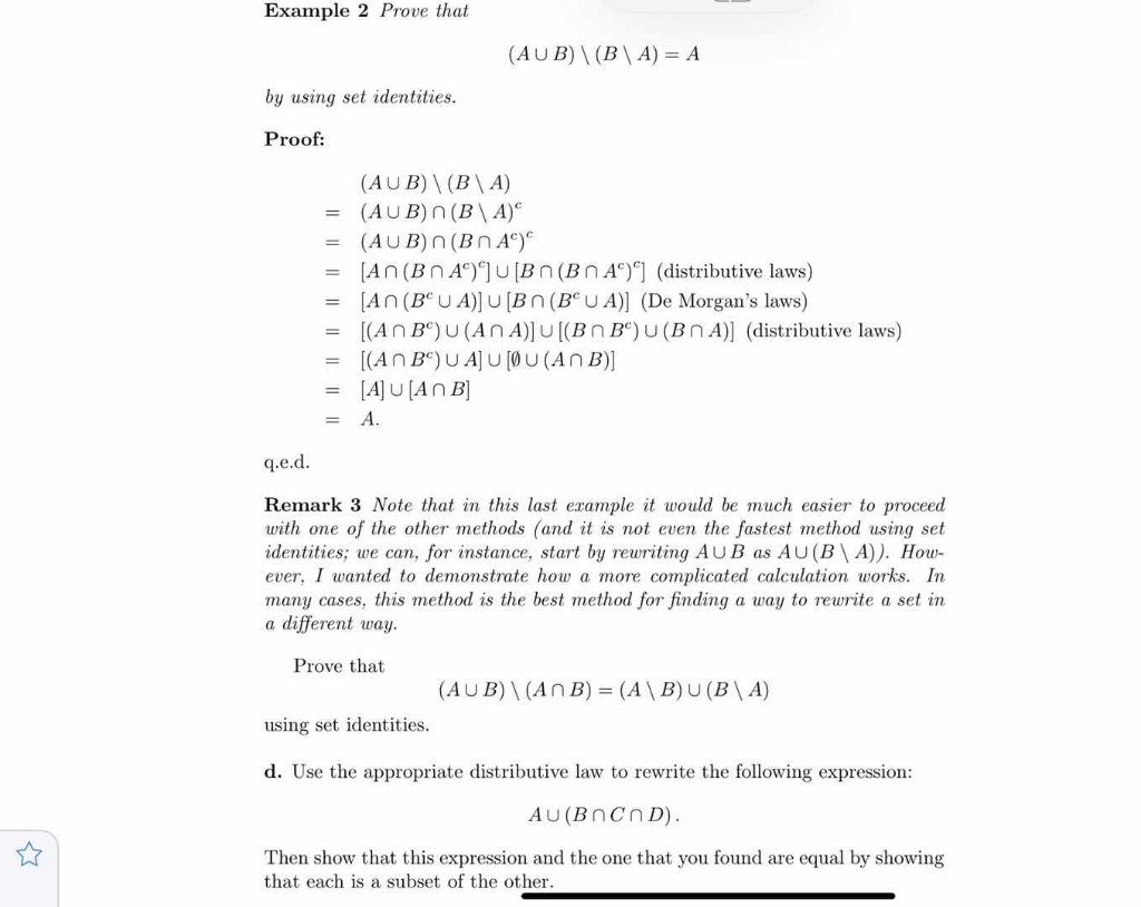 Solved Example 2 Prove that (AUB) \( BA) = A by using set | Chegg.com