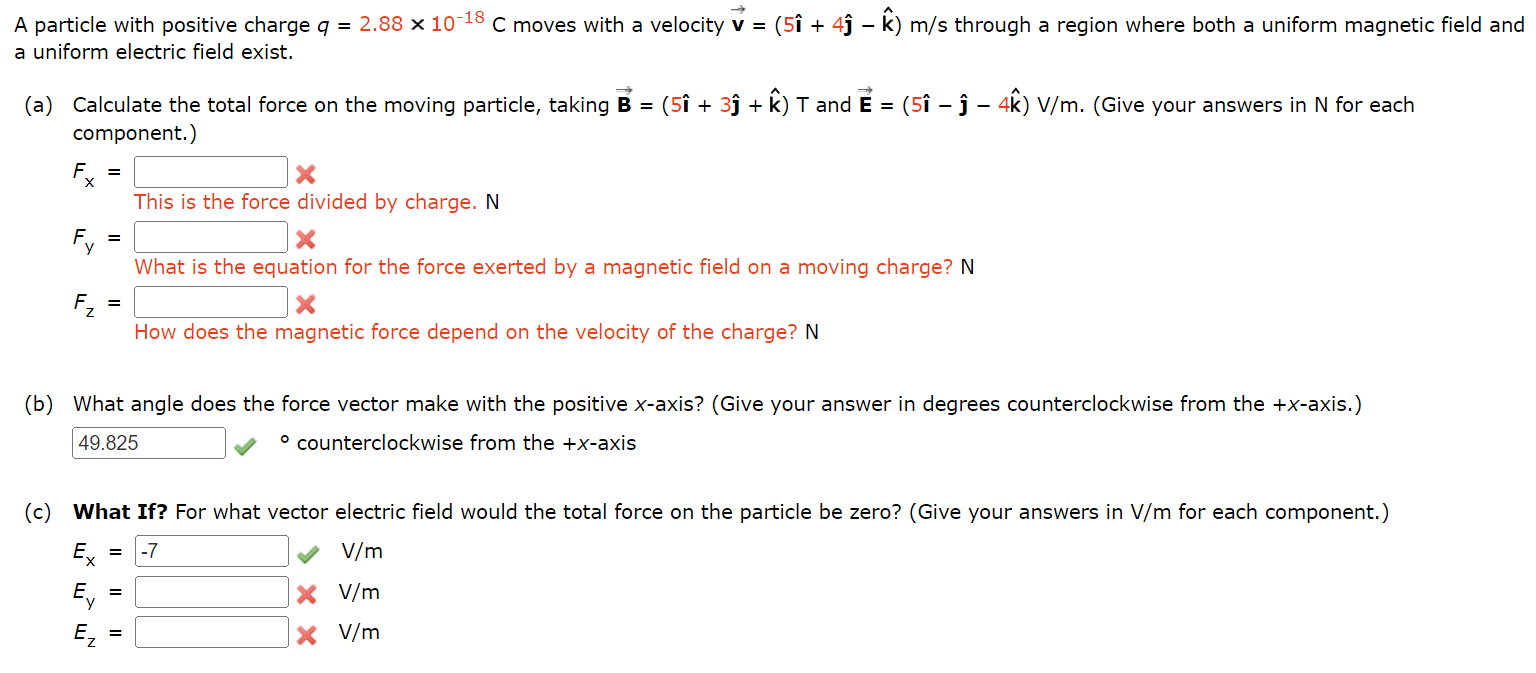 Solved A particle with positive charge q=2.88×10−18C moves | Chegg.com