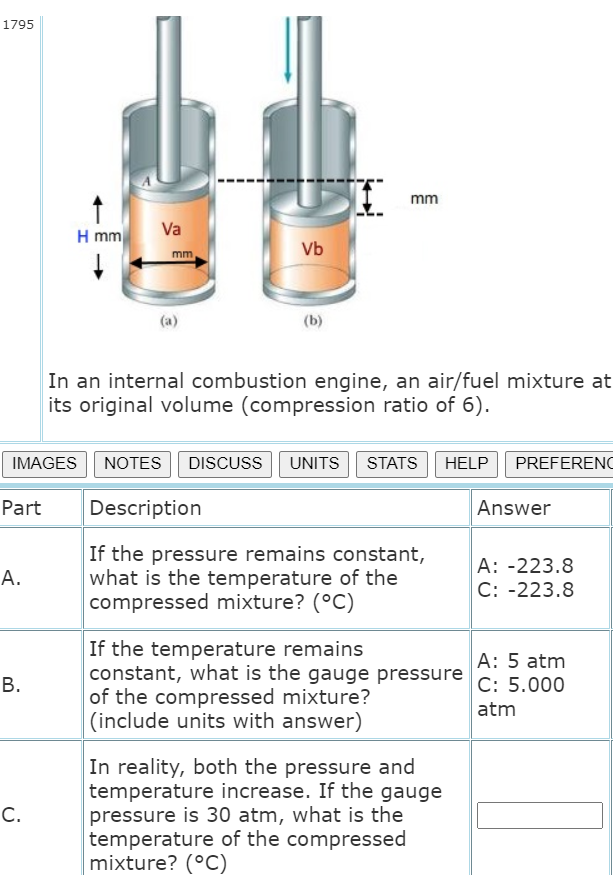 Solved 1795 mm Hmm Va mm Vb In an internal combustion | Chegg.com