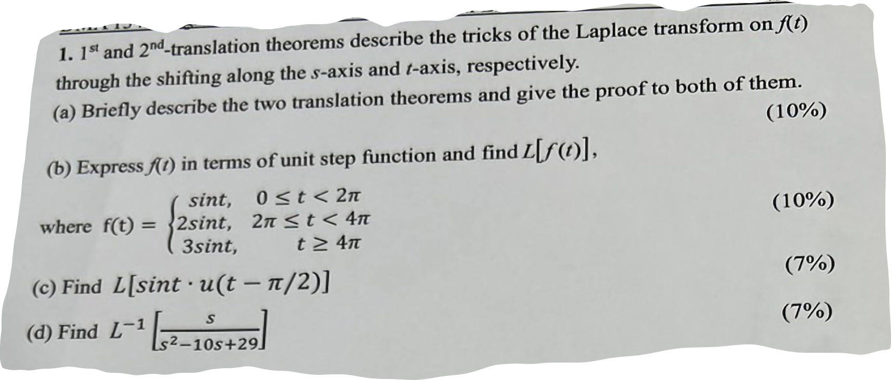 Solved 1. 1st and 2nd -translation theorems describe the | Chegg.com