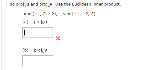 Solved Find pjVu and proju v. Use the Euclidean inner | Chegg.com