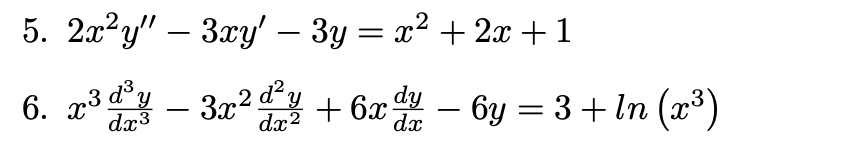 Solved Solve the following Cauchy-Euler equations 5. 2x2y′′ | Chegg.com
