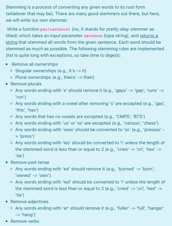 Solved Stemming is a process of converting any given words | Chegg.com