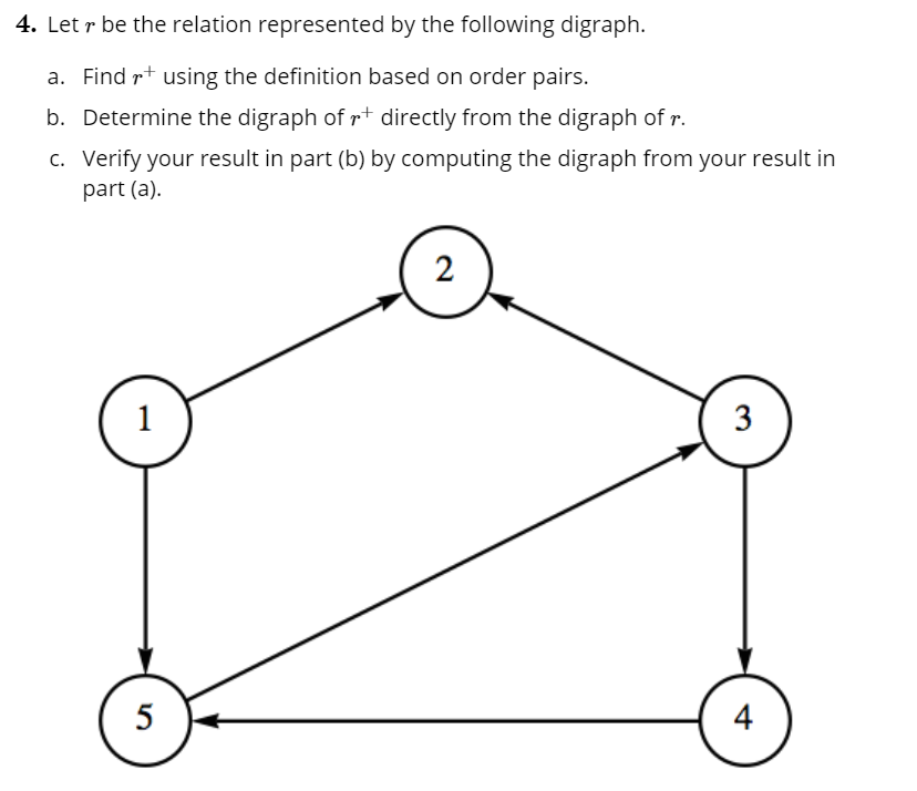4. Let r be the relation represented by the following | Chegg.com