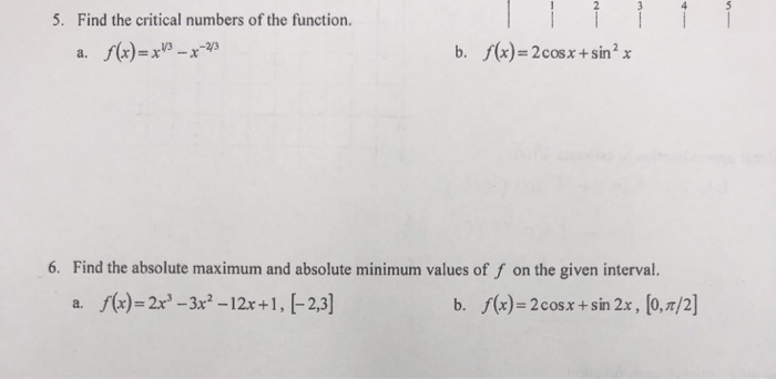 Solved S. Find the critical numbers of the function. a. b.) | Chegg.com