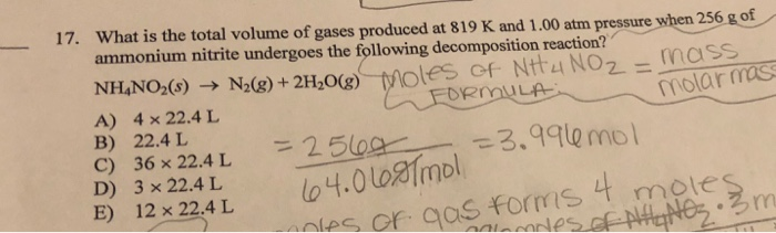 Solved 17. What is the total volume of gases produced at 819 | Chegg.com