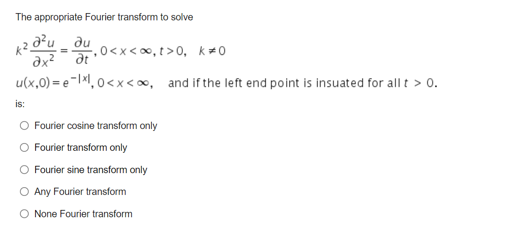 Solved The appropriate Fourier transform to solve | Chegg.com