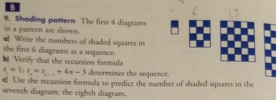 Solved B 9. Shading pattern The first 4 diagrams in a | Chegg.com
