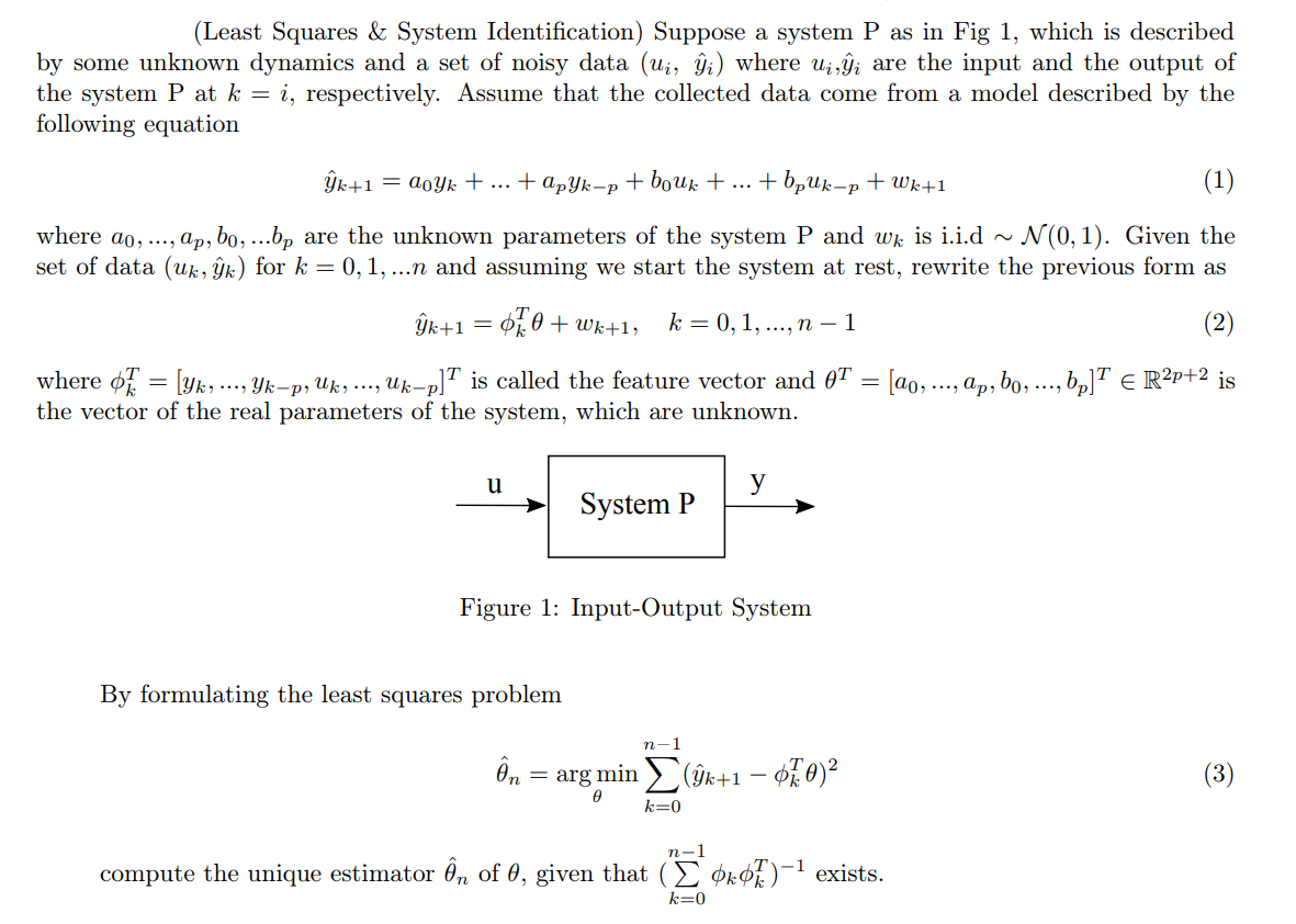 (Least Squares & System Identification) Suppose a | Chegg.com