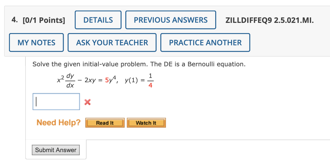 Solved 4. [0/1 Points] DETAILS PREVIOUS ANSWERS ZILLDIFFEQ9 | Chegg.com