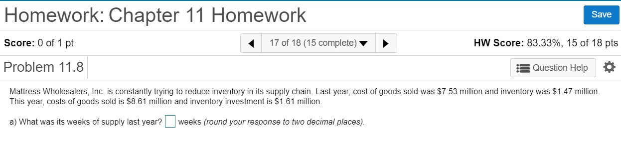 Solved Homework Chapter 11 Homework Save Score 0 Of 1 Pt