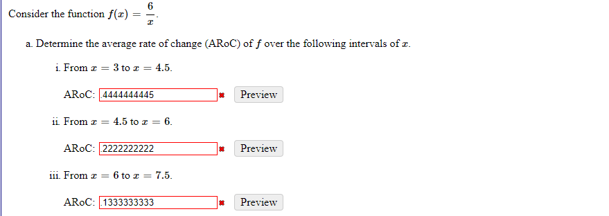 Solved Determine the average rate of change (ARoC) of ff | Chegg.com
