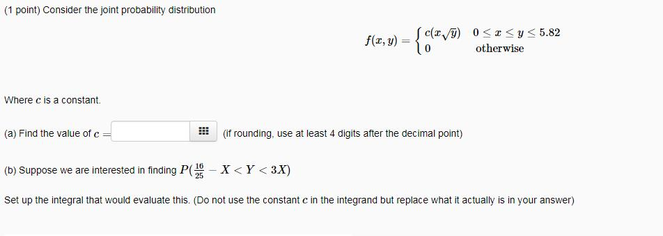 (1 point) Consider the joint probability distribution | Chegg.com