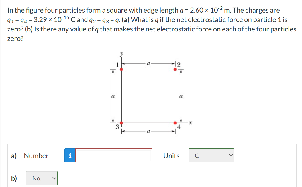 Solved In the figure four particles form a square with edge | Chegg.com