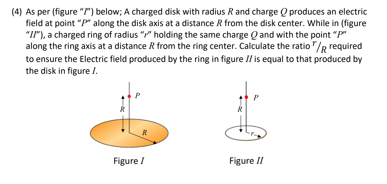 Solved (4) As per (figure “T”) below; A charged disk with | Chegg.com