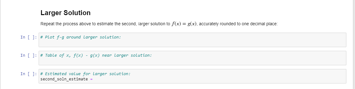 Solved Plot of f(x) and g(x)To get a better estimate to the | Chegg.com