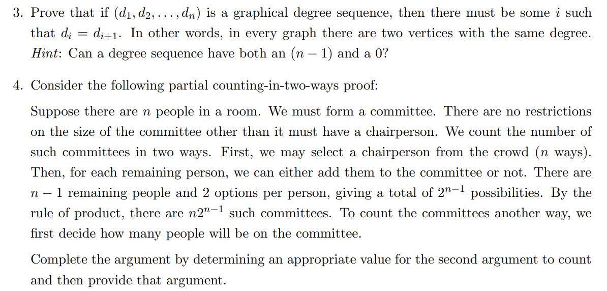 Solved 3 ﻿Prove that if (d1,d2,dots,dn) ﻿is a graphical | Chegg.com