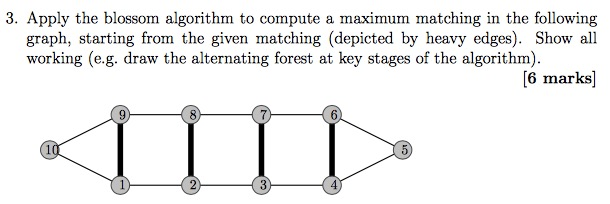 3. Apply the blossom algorithm to compute a maximum | Chegg.com