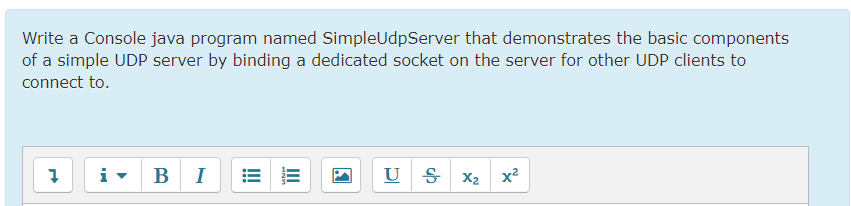 Solved Write a Console java program named SimpleUdpServer | Chegg.com