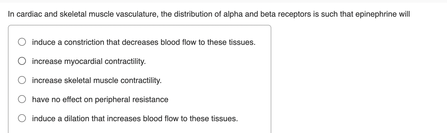 Solved In cardiac and skeletal muscle vasculature, the | Chegg.com