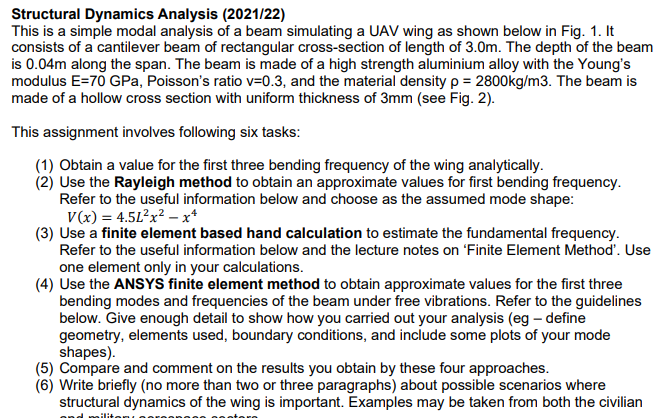 Structural Dynamics Analysis (2021/22) This is a | Chegg.com