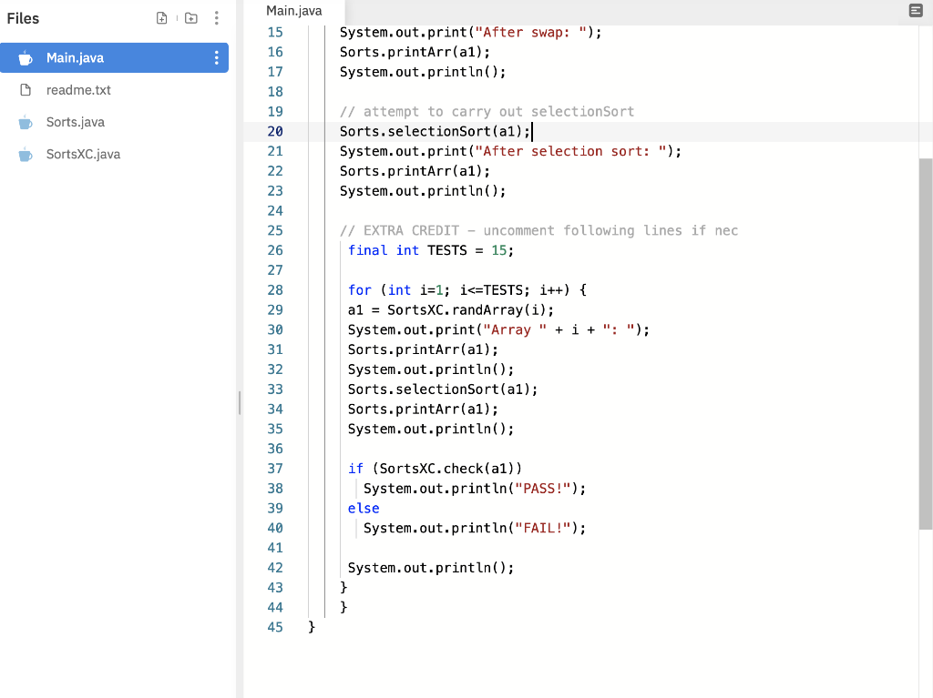 Solved add the following method header in Sorts.java: // | Chegg.com