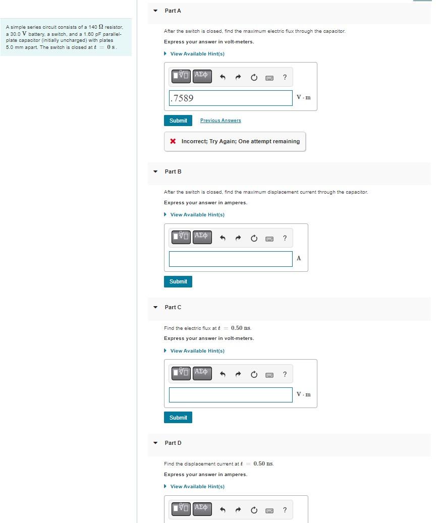 Solved A simple series circuit consists of a 140Ω resistor, | Chegg.com