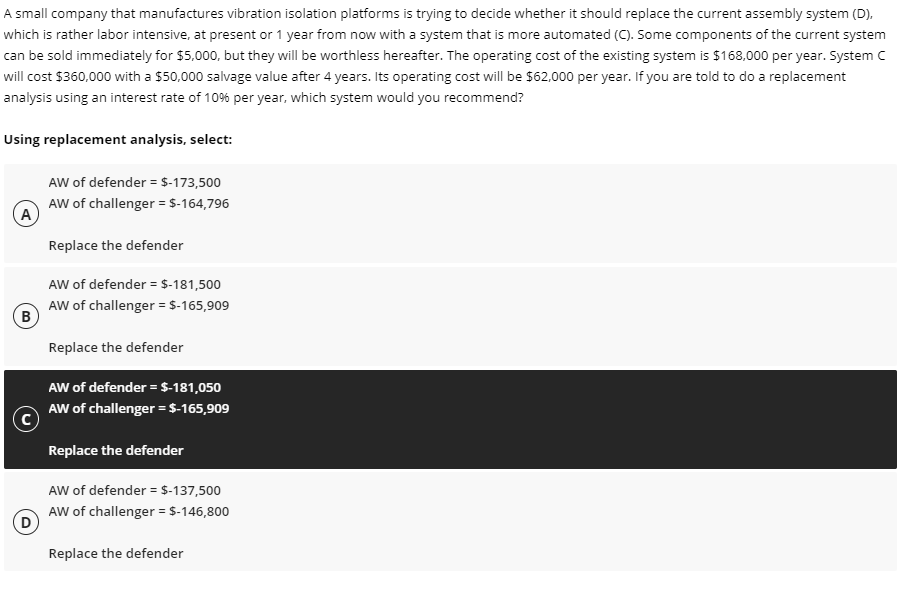 Solved A small company that manufactures vibration isolation | Chegg.com