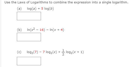 Solved Use the Laws of Logarithms to combine the expression | Chegg.com