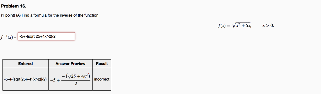 Solved (1 point) Four functions are given below. Perform the | Chegg.com