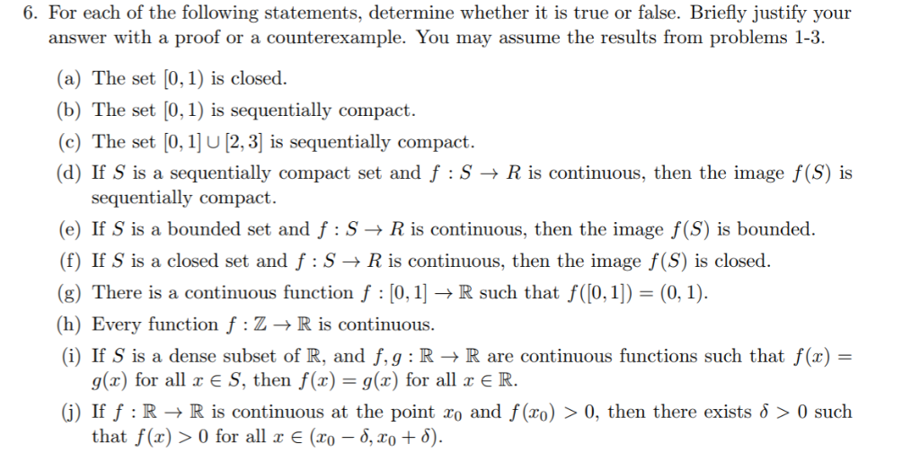 Solved 6. For each of the following statements, determine | Chegg.com