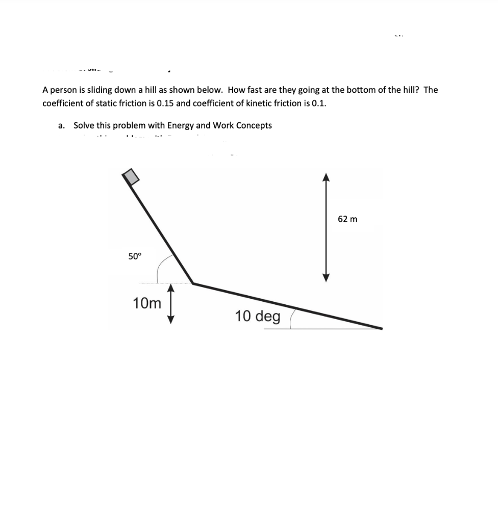 Solved A person is sliding down a hill as shown below. How | Chegg.com