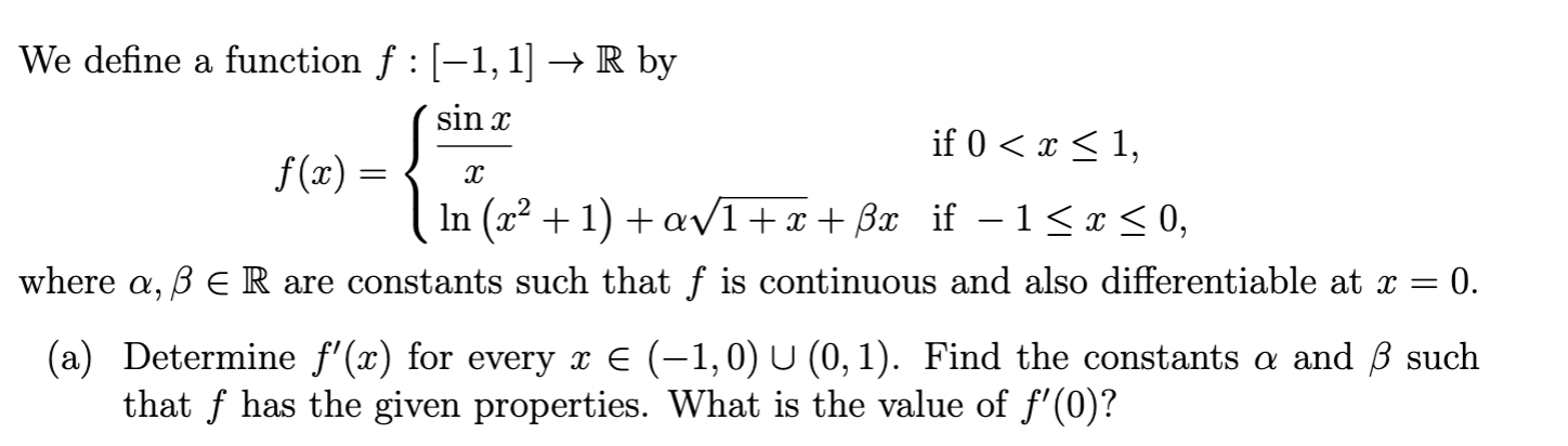 Solved We define a function f:[−1,1]→R by | Chegg.com