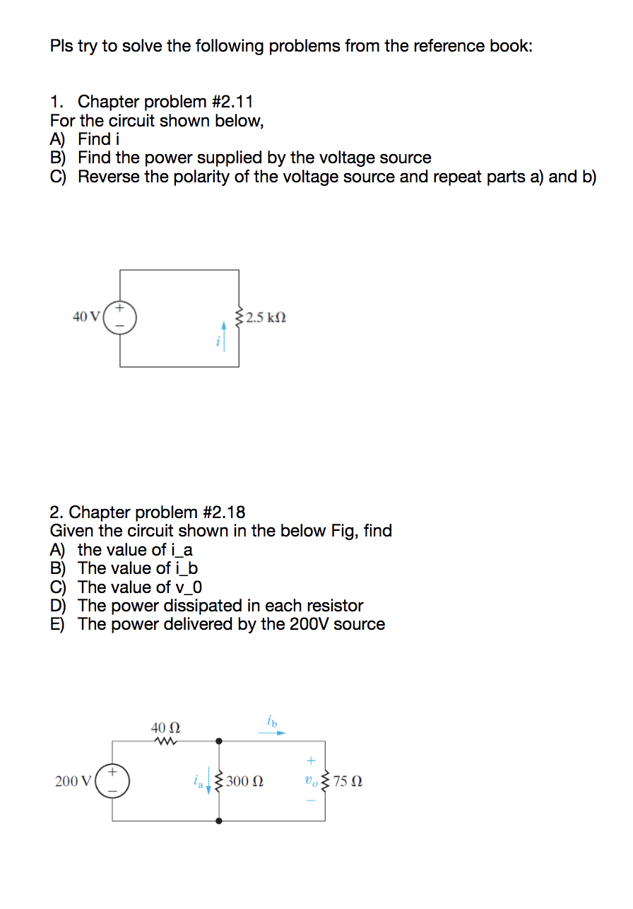 Solved Pls try to solve the following problems from the | Chegg.com