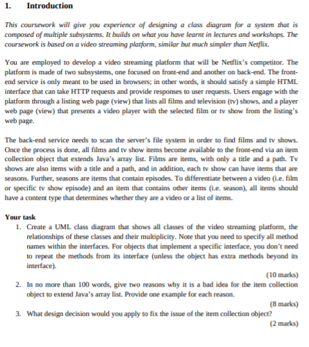 Solved 1. Introduction This coursework will give you | Chegg.com