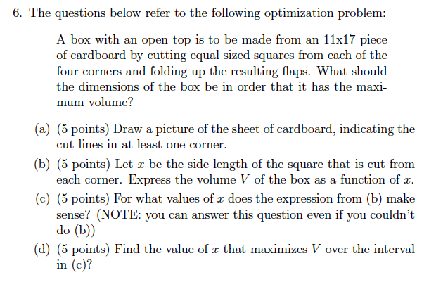 Solved 6. The questions below refer to the following | Chegg.com