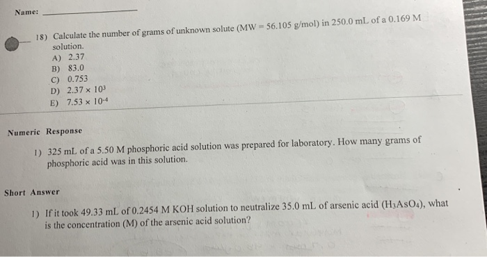 Solved Calculate the number of grams of unknown solute (MW = | Chegg.com