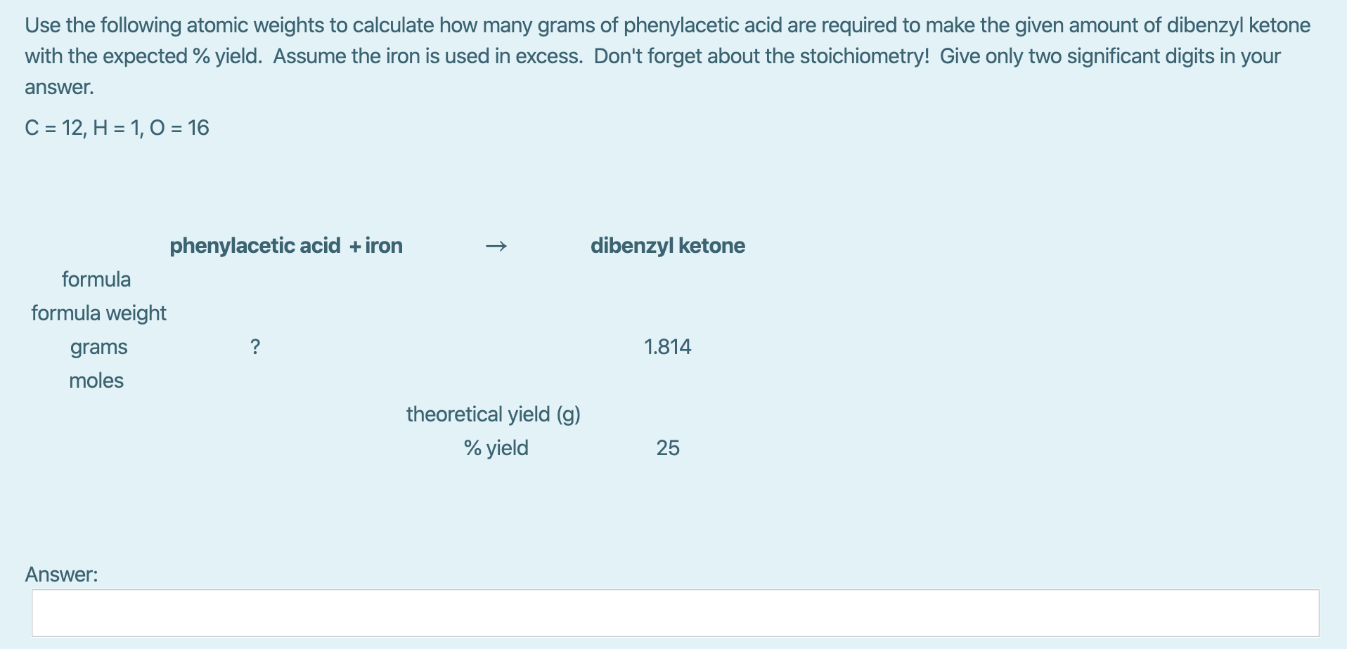 Solved Use the following atomic weights to calculate how | Chegg.com