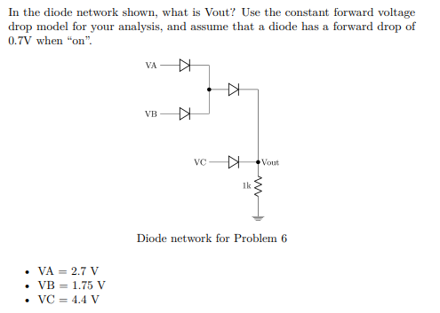 Solved In the diode network shown, what is Vout? Use the | Chegg.com