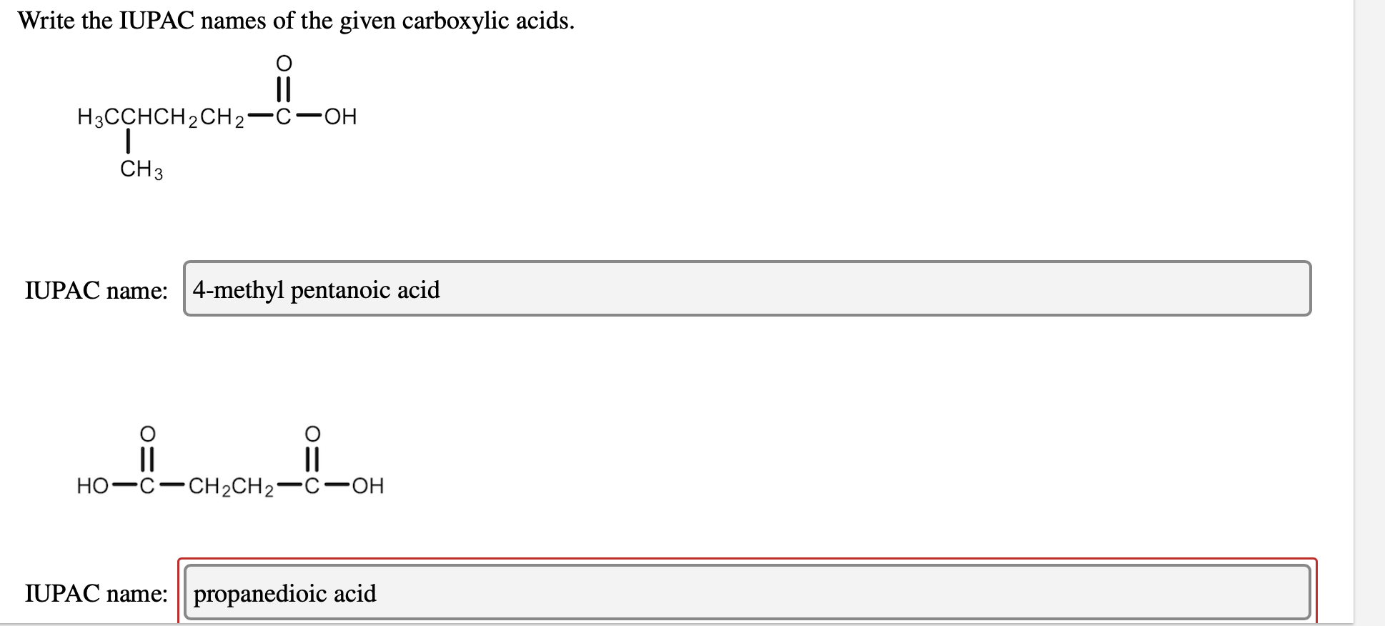 Solved Write the IUPAC names of the given carboxylic acids. | Chegg.com