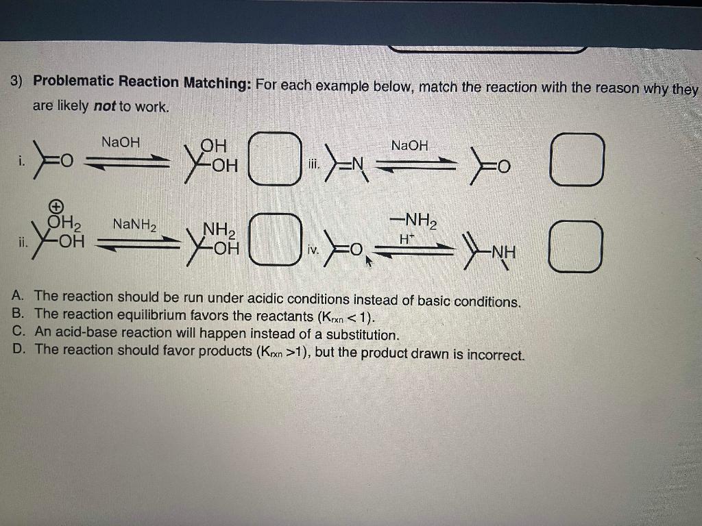 Solved 3) Problematic Reaction Matching: For each example | Chegg.com