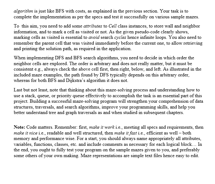 Planning Paths in a Maze Using Stacks and Queues | Chegg.com