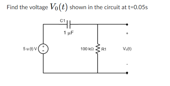 Solved Find the voltage V0(t) shown in the circuit at t=0.05 | Chegg.com