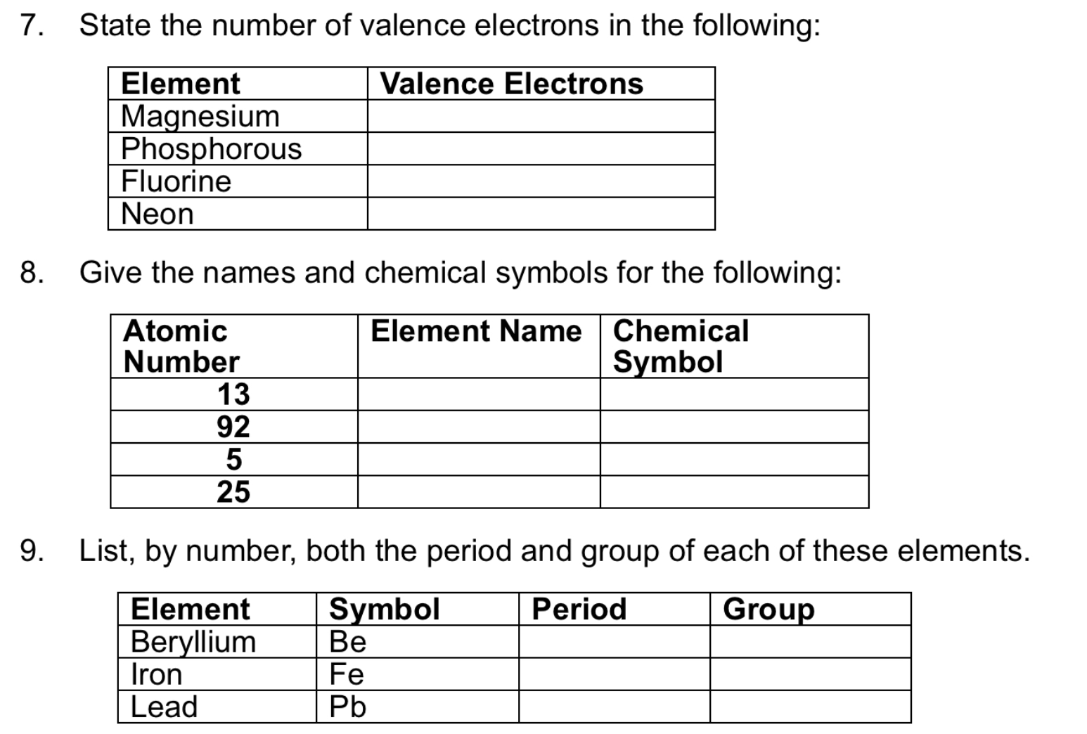 Solved State the number of valence electrons in the | Chegg.com