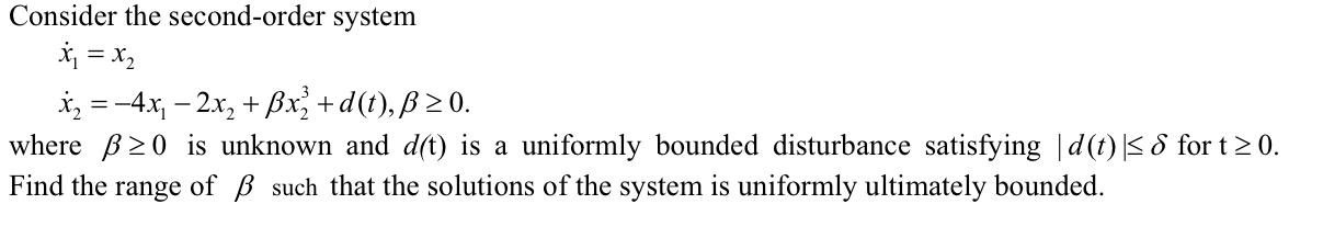 Solved Consider The Second Order System
