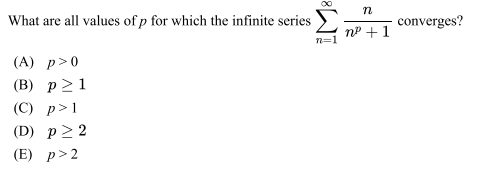 Solved What are all values of p for which the infinite | Chegg.com