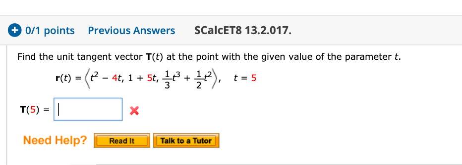 Solved + 0/1 points Previous Answers ScalcET8 13.2.017. Find | Chegg.com